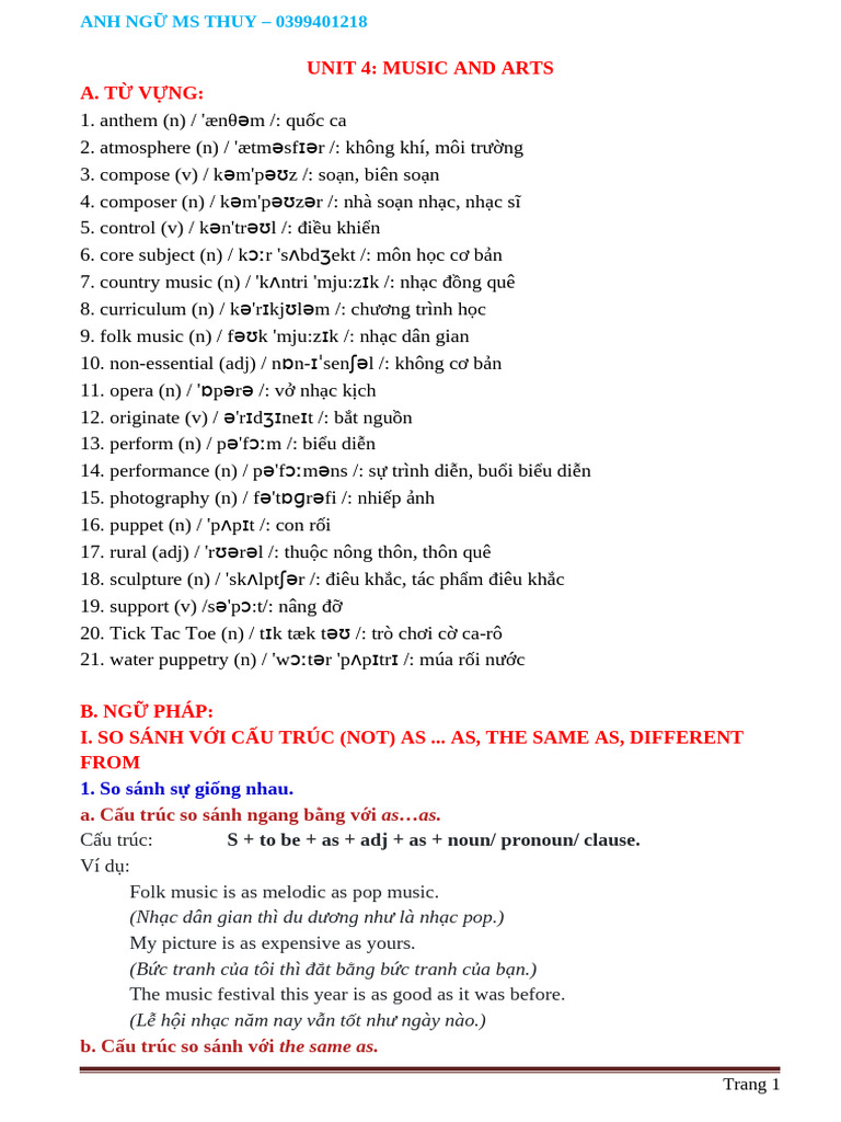 BTTHCS TA7 Unit 4 | PDF