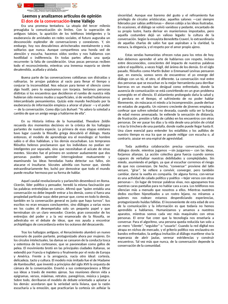 La importancia de la conversación hoy | PDF