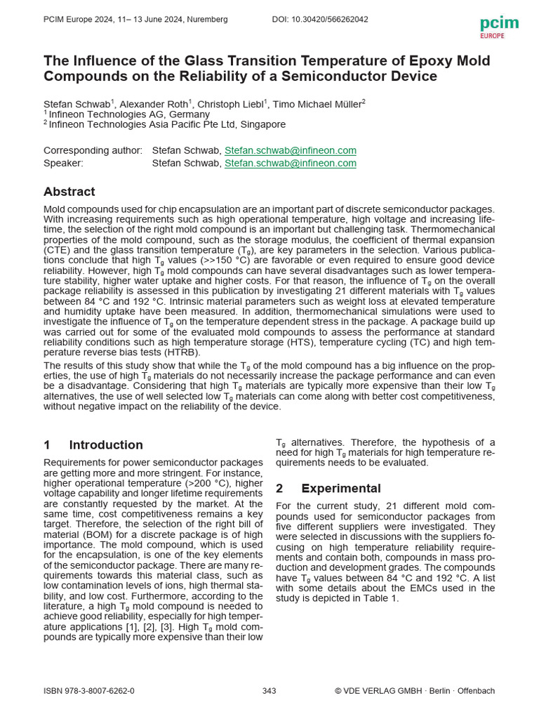 The Influence of The Glass Transition Temperature of Epoxy Mold ...