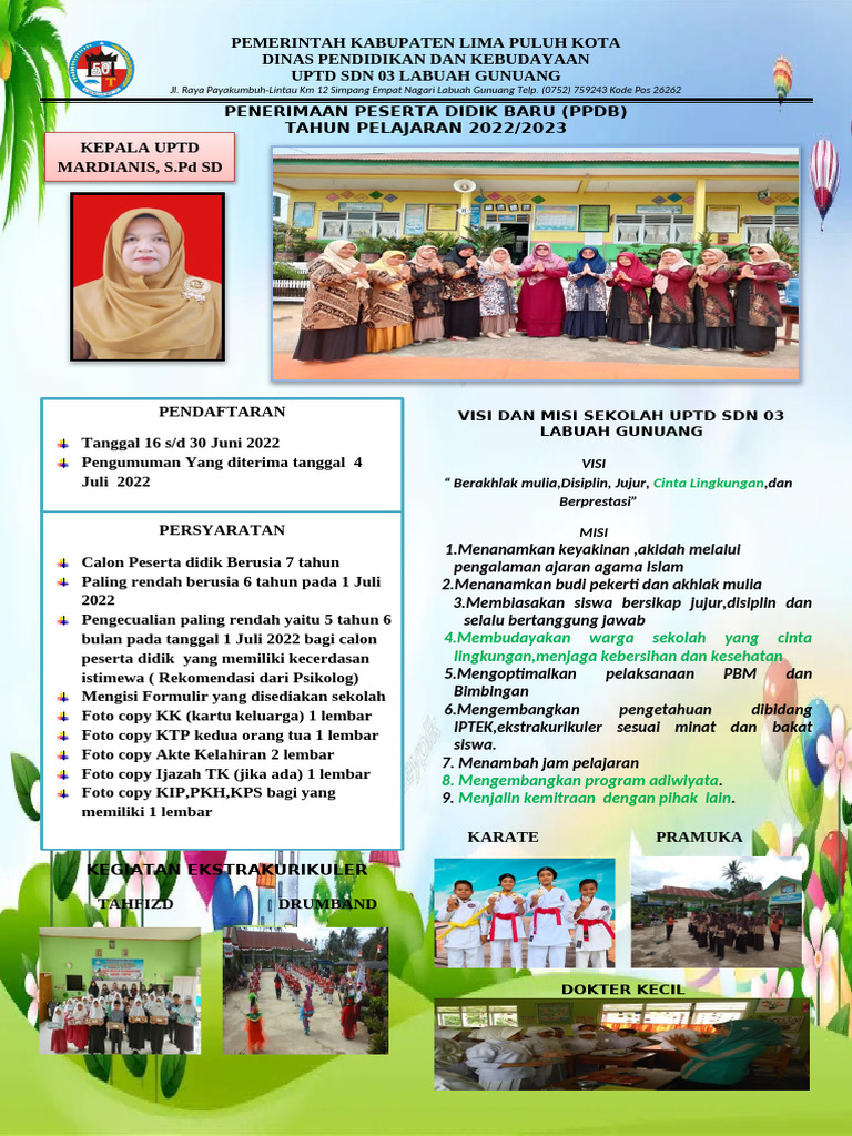 BROSUR PPDB 2022-2023 03 Labuah Gunuang | PDF