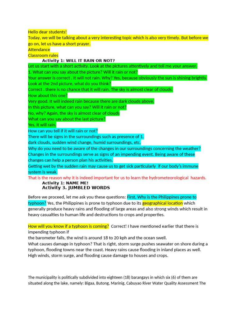 Hello dear students | PDF | Sky | Tropical Cyclone Seasons