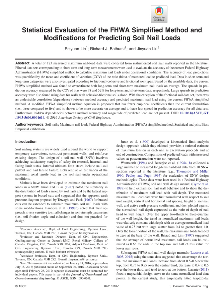 FHWA Soil Nail Loads | PDF