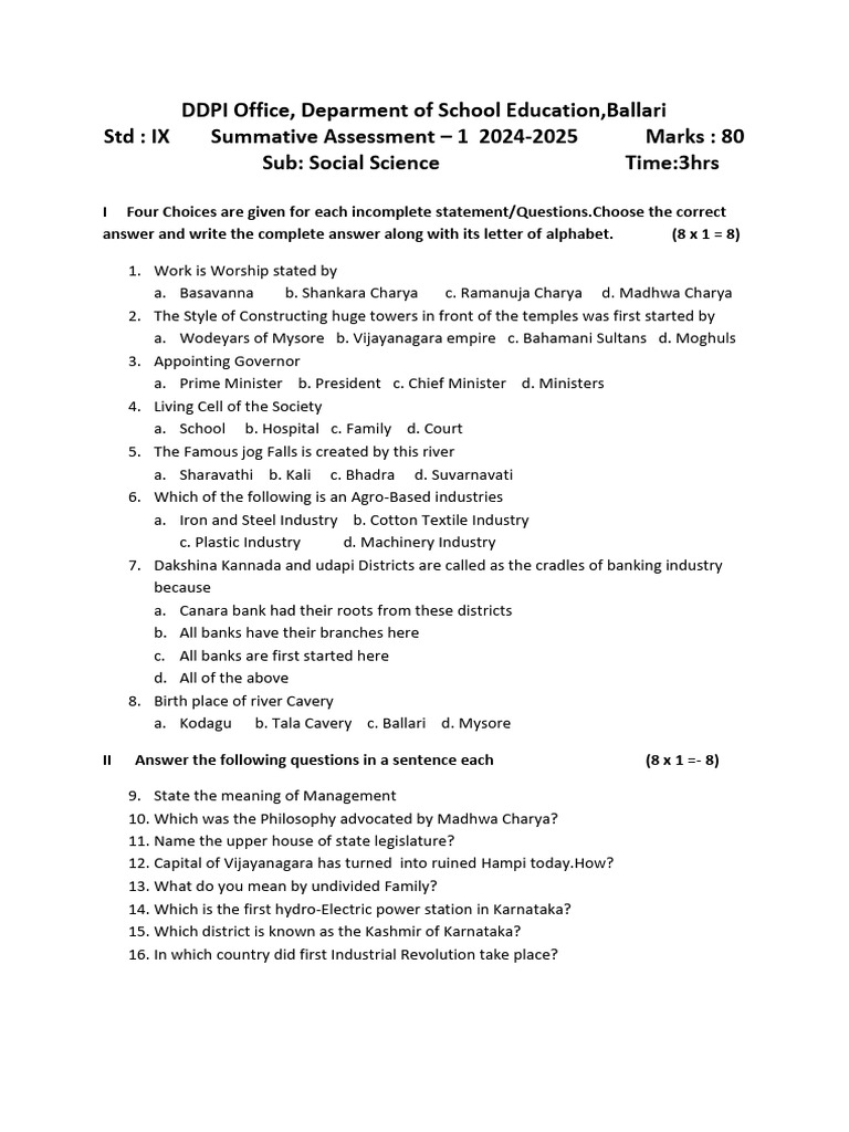 9th Standard Social Science Exam 2025 | PDF | Politics | Travel