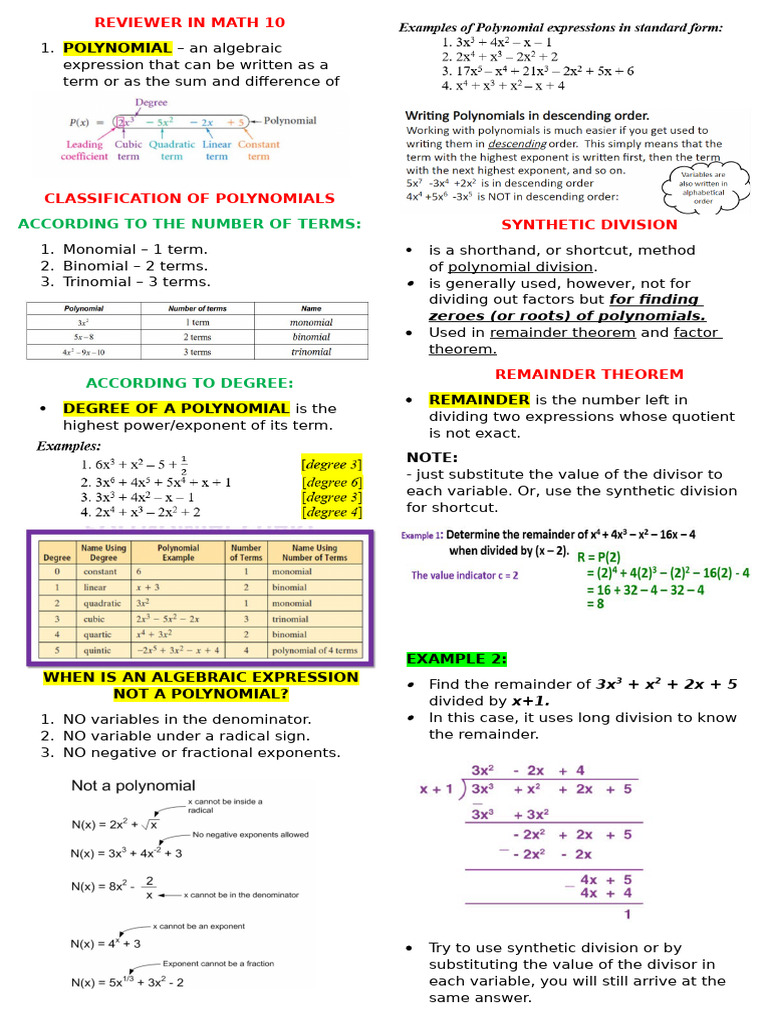 MATH 10 2nd Monthly 24 25 | PDF | Factorization | Polynomial