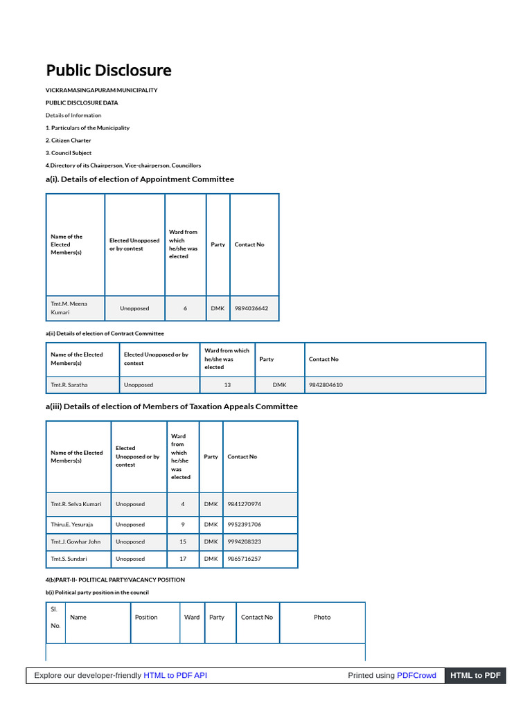 WWW Tnurbantree TN Gov in Vikramasingapuram Public Disclosur | PDF ...