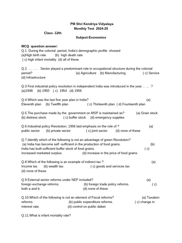 Economic Test | PDF | Taxes | Fiscal Policy