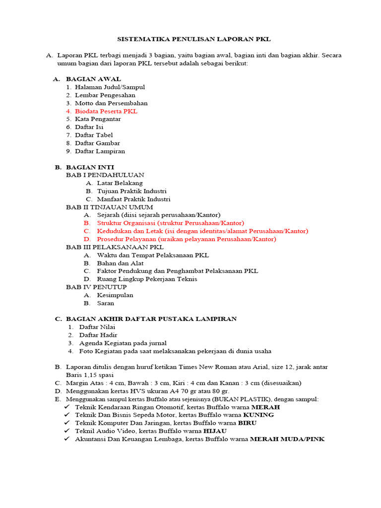 Contoh Laporan PKL-1 | PDF