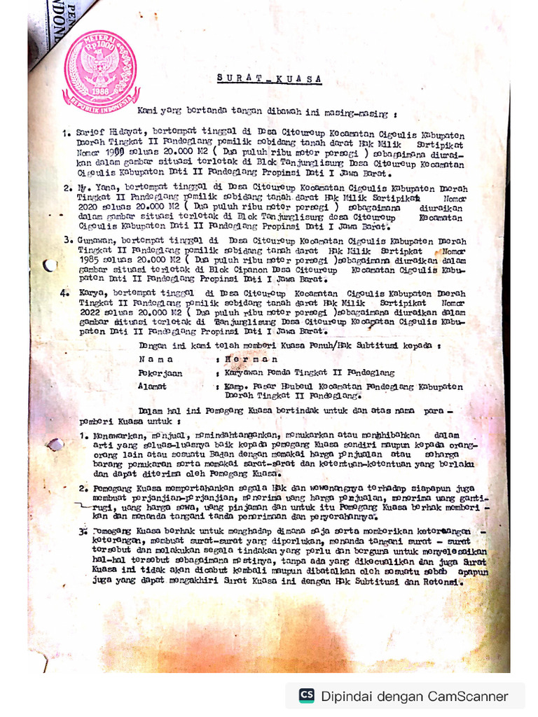 Surat Kuasa Herman | PDF