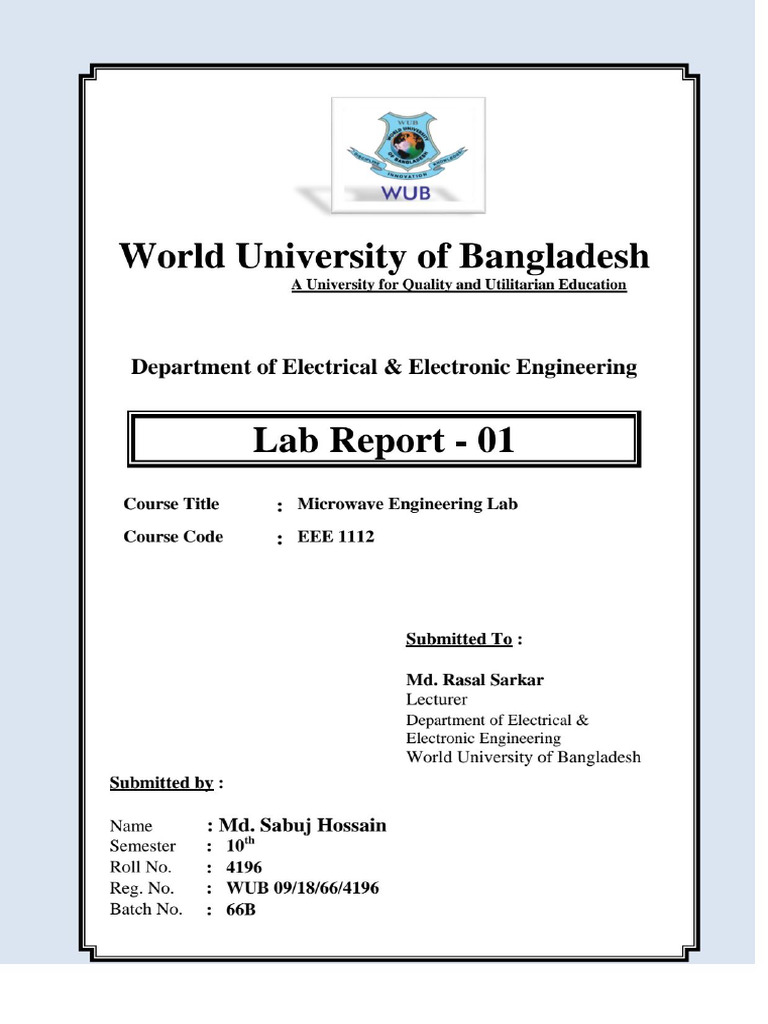 Microwave Engineerign Lab 1 Md. Sabuj Hossain 4196 | PDF