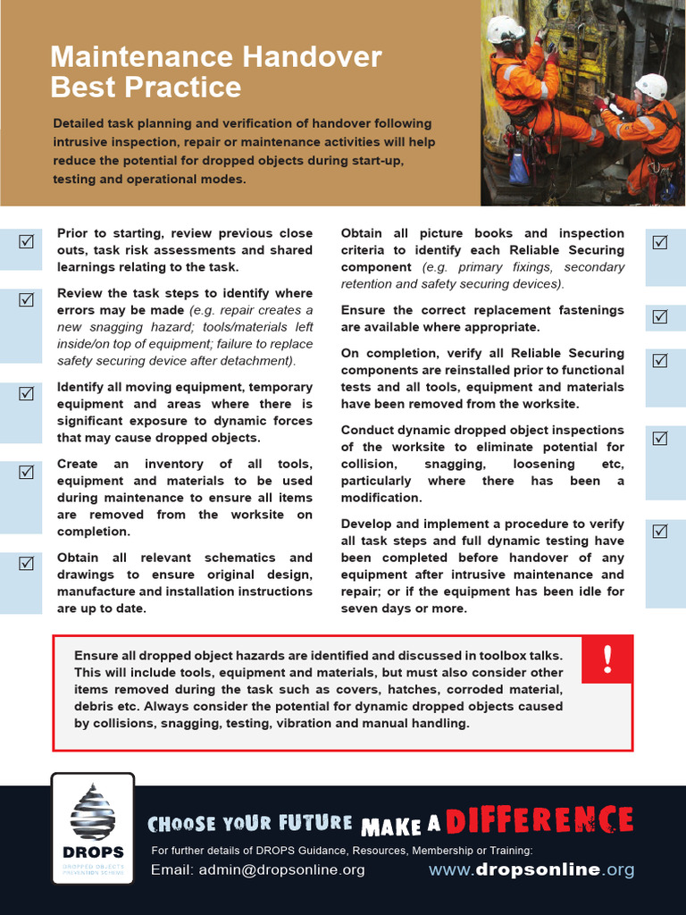 Maintenance Handover | PDF | Occupational Safety And Health | Safety