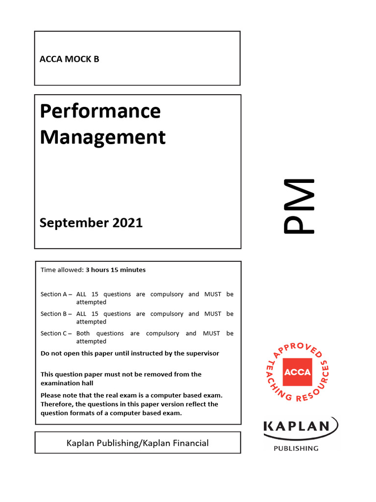 PM Mock B Questions S21 | PDF | Business