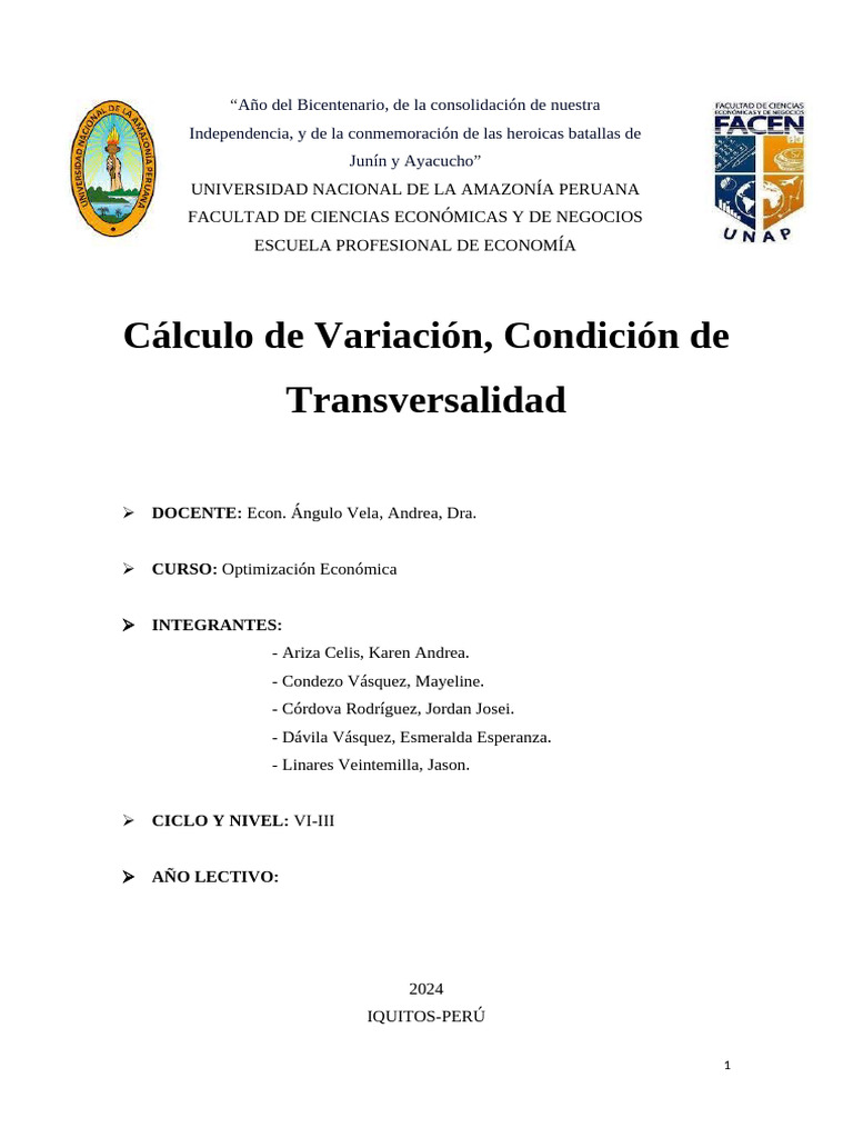 Condición de Transversalidad | PDF | Ecuaciones | Conceptos matemáticos
