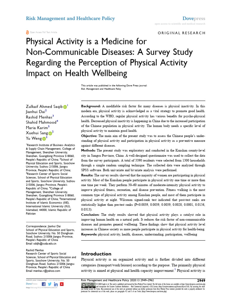 Impact of Physical Activity on Health | PDF | China | World Politics