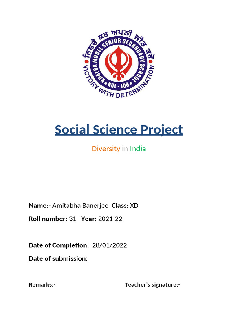 Amitabha Banerjee. Class XD. Social Science Project. | PDF ...