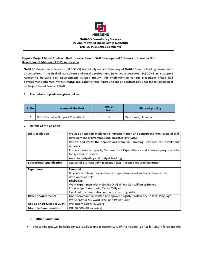 Nabcons1730695845advertisement For HSDM STSC | PDF