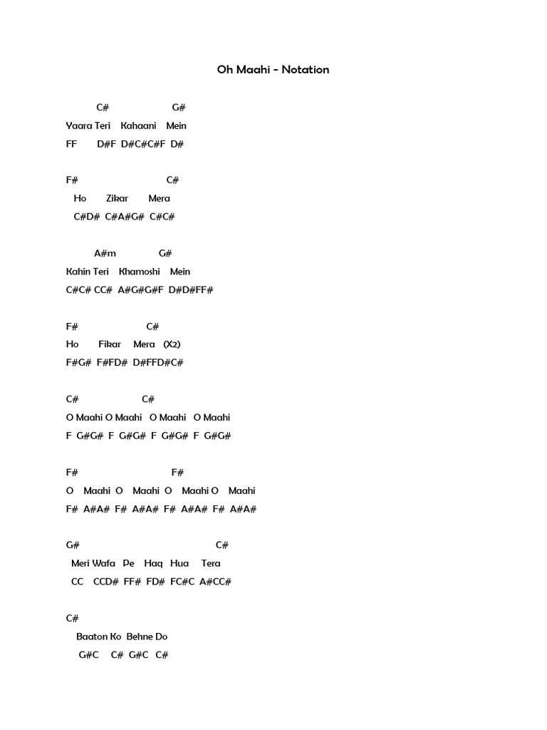 Oh Maahi Notation | PDF | Sports & Recreation | Games & Activities