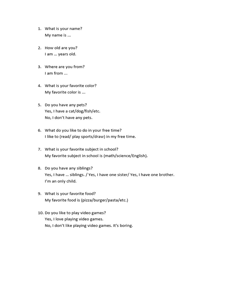For Kids Questions and Answers 100 | PDF | Homework