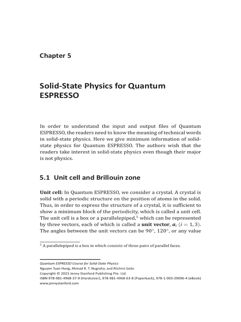 Chapter 5 - Solid-State Physics For Quantum ESPRESSO | PDF | Phonon | Electronic Band Structure