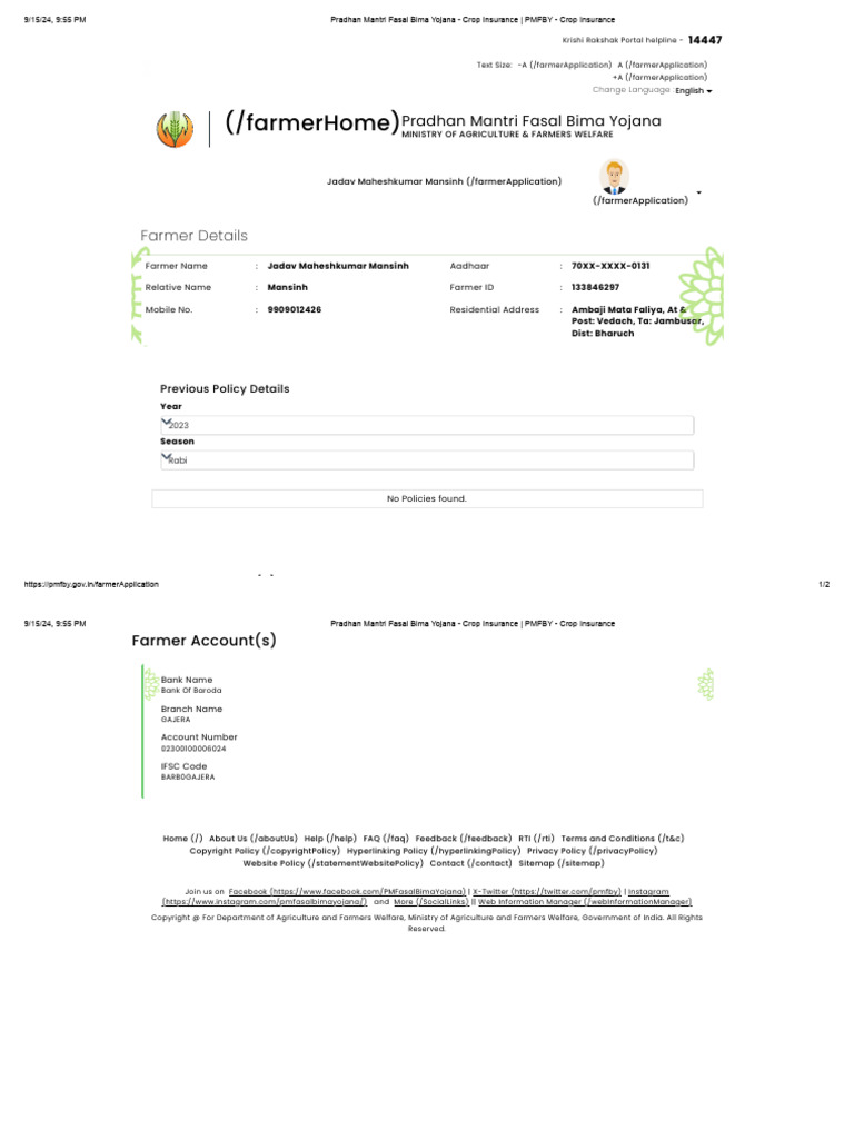 Pradhan Mantri Fasal Bima Yojana - Crop Insurance - PMFBY - Crop ...
