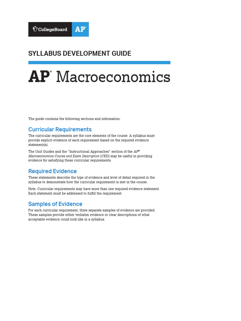 Ap Macroeconomics Syllabus Development Guide 2021 | PDF | Macroeconomics | Economics