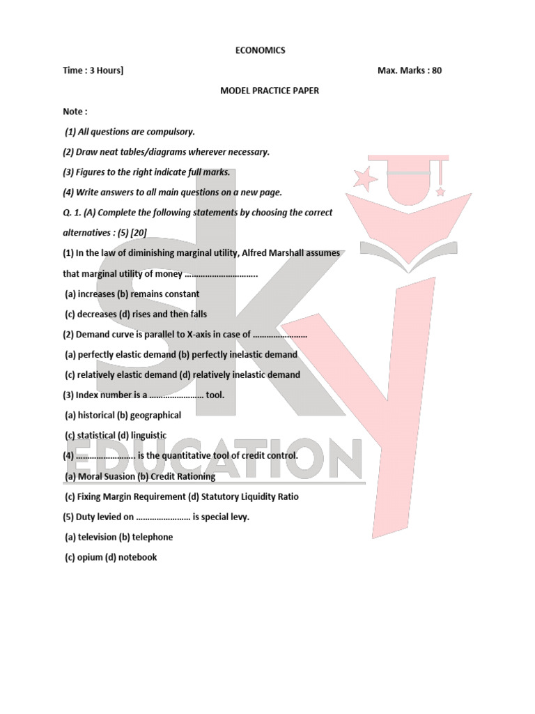 Economics Practice Paper 1yt | PDF | Gross Domestic Product ...