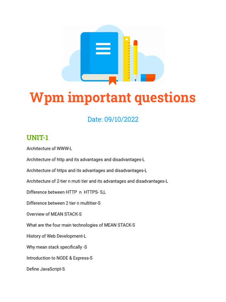WPM Unit-1 Important Questions | PDF