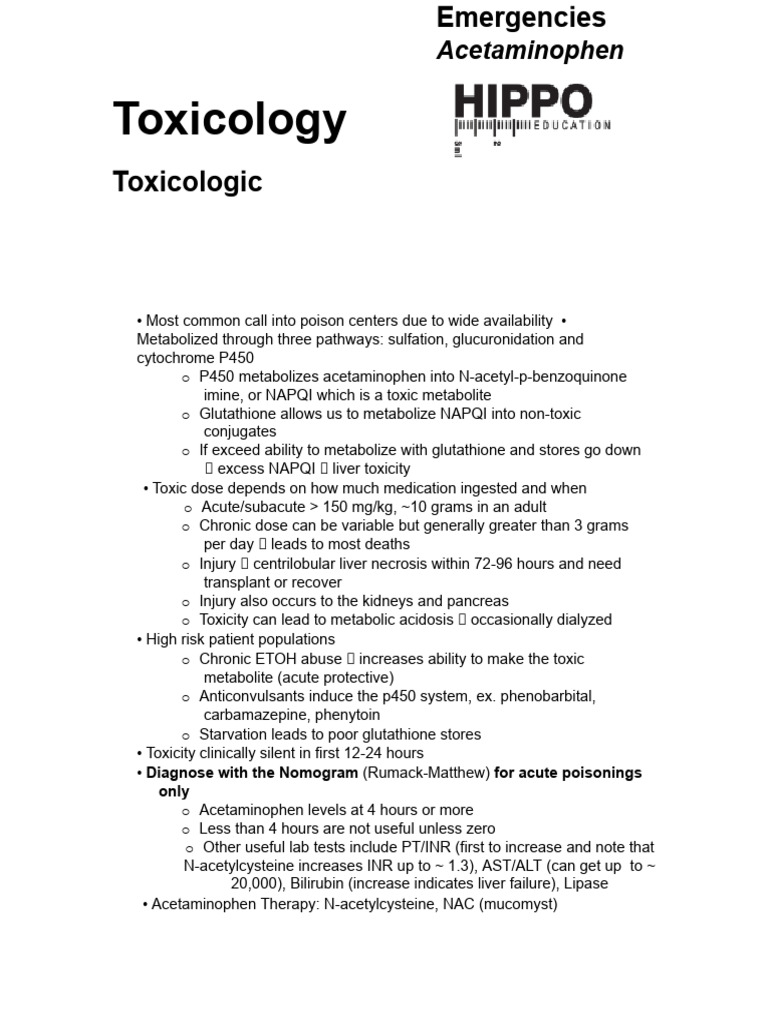 Hippo EM Foundations - Toxicology Written Summary | PDF | Hypoglycemia ...