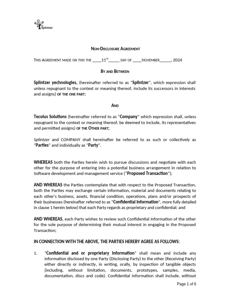 Non Disclosure Agreement | PDF | Legal Remedy | Damages