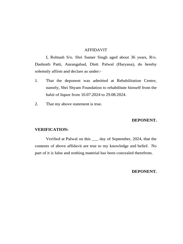 Affidavit of SH Rohtash SH Deepesh | PDF