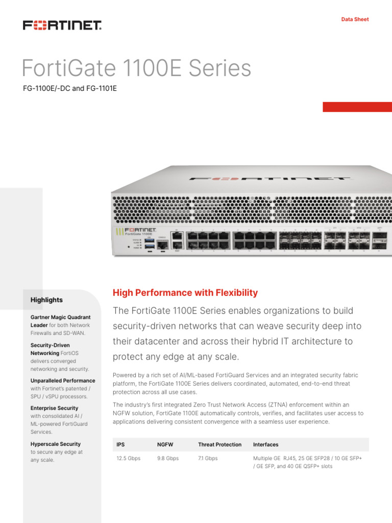 Fortigate 1100e Series | PDF | Computer Security | Security