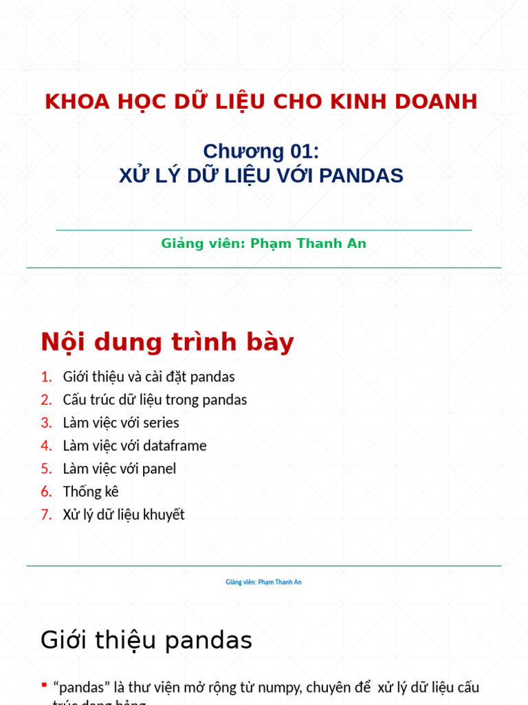 Chap01 Xu Ly Du Lieu Voi Pandas | PDF
