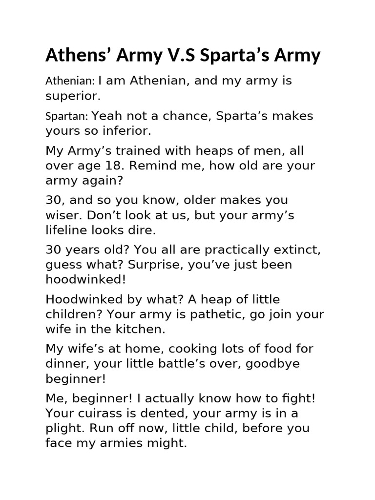Script For Athenian and Spartan Argument | PDF | Cooking, Food & Wine