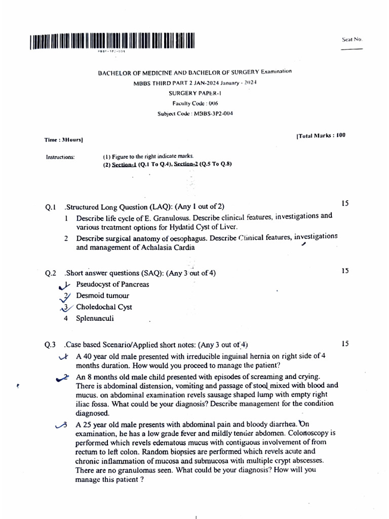 University Surgery Paper 1 | PDF | Kidney | Abdomen