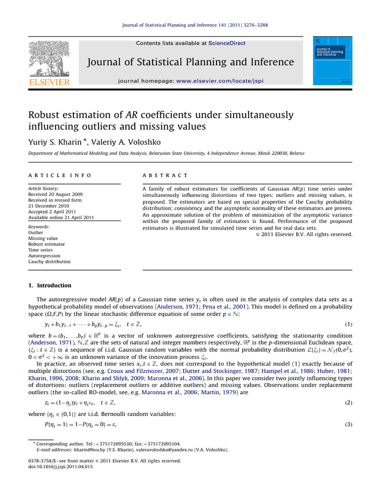Robust Estimation of AR Coefficients Under Simultaneously Influencing ...