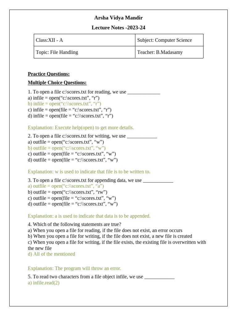 Class XII File Handling Guide | PDF | Parameter (Computer Programming) | Computing