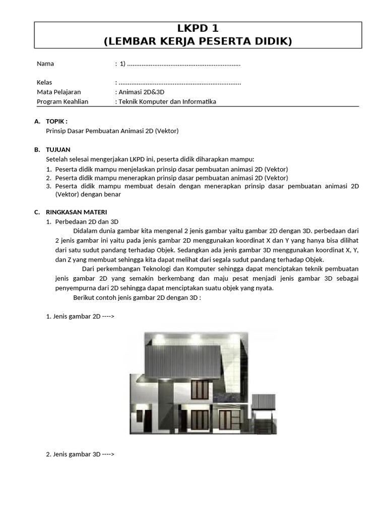 LKPD Animasi 2D&3D KD 1.1 | PDF