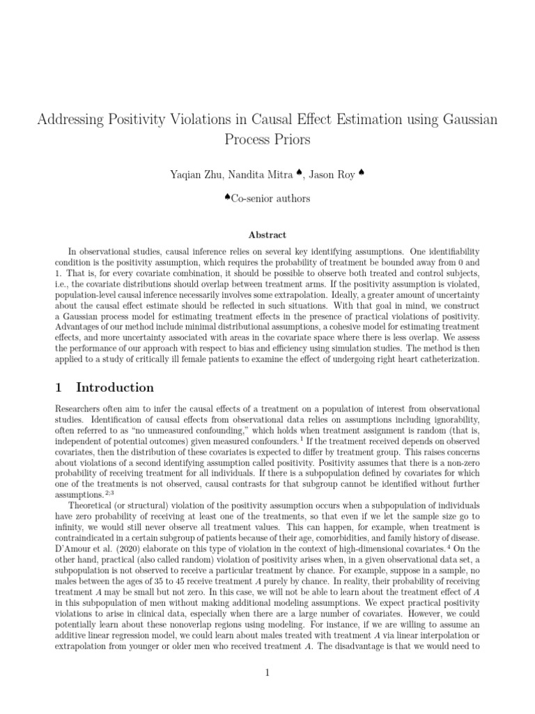 Addressing Positivity Violations in Causal Effect Estimation Using Gaussian Process Priors | PDF ...