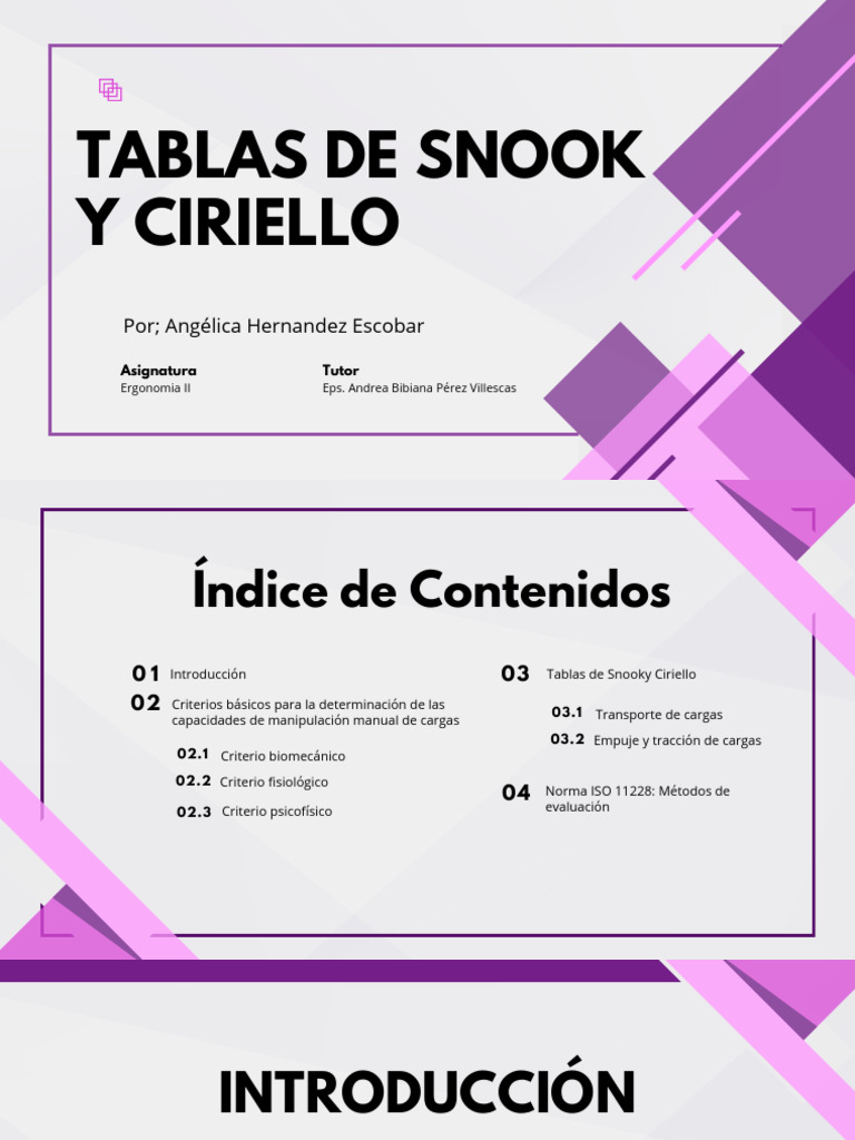 Tablas de Snook y Ciriello Expocicion Angelica | PDF | Fuerza ...