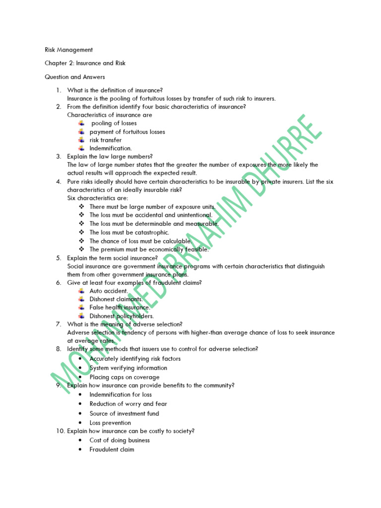 Insurance and Risk Q&A Guide | PDF | Insurance | Risk