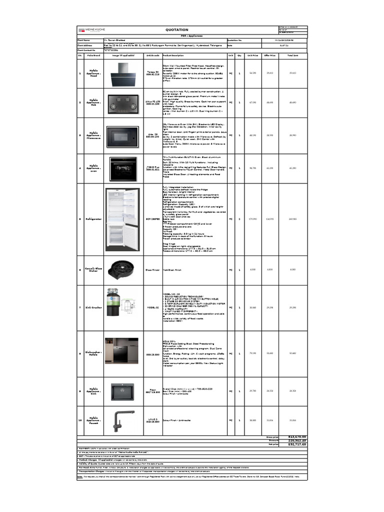 Appliance Quotation - 21928 - R5 | PDF | Refrigerator