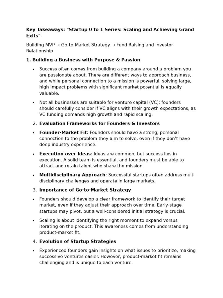 Key Takeaways | PDF | Startup Company | Small Business & Entrepreneurs
