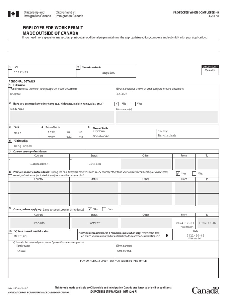 AcroBrwEx - Canada - Work - Permit - Form - ADWD045 by Saidur Rahman ...