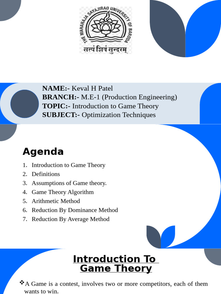 Game Theory Basics and Techniques | PDF | Game Theory | Mathematical ...