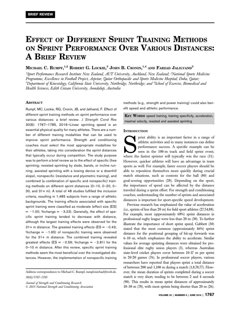 Effect of Different Sprint Training Methods on.35 | PDF | Strength Training