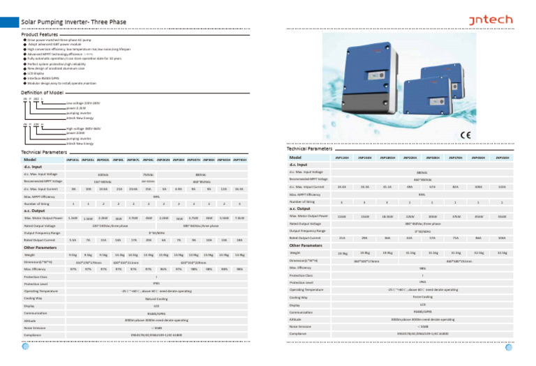Solar Pumping Inverter-Three Phase: Product Features | PDF | Power Inverter | Electrical Engineering