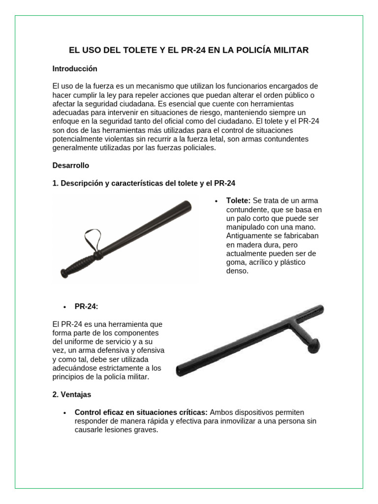 El Uso Del Tolete y El PR24 | PDF | Policía | Herramientas