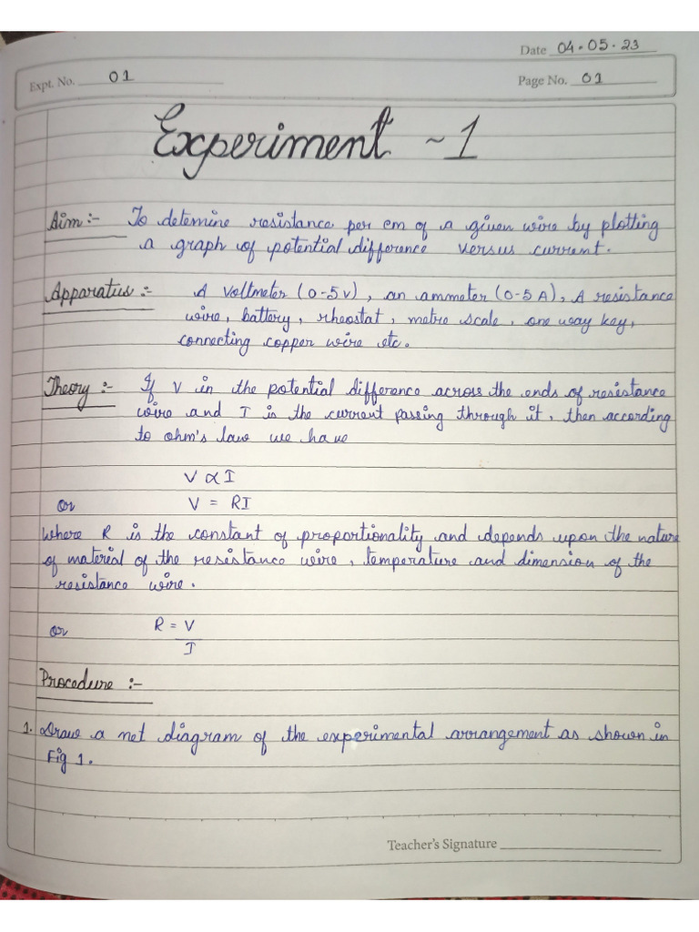Physics - Experiment 1 - Class 12 Science | PDF