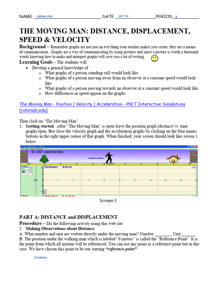 Moving Man Displacement 2024 | PDF | Acceleration | Velocity