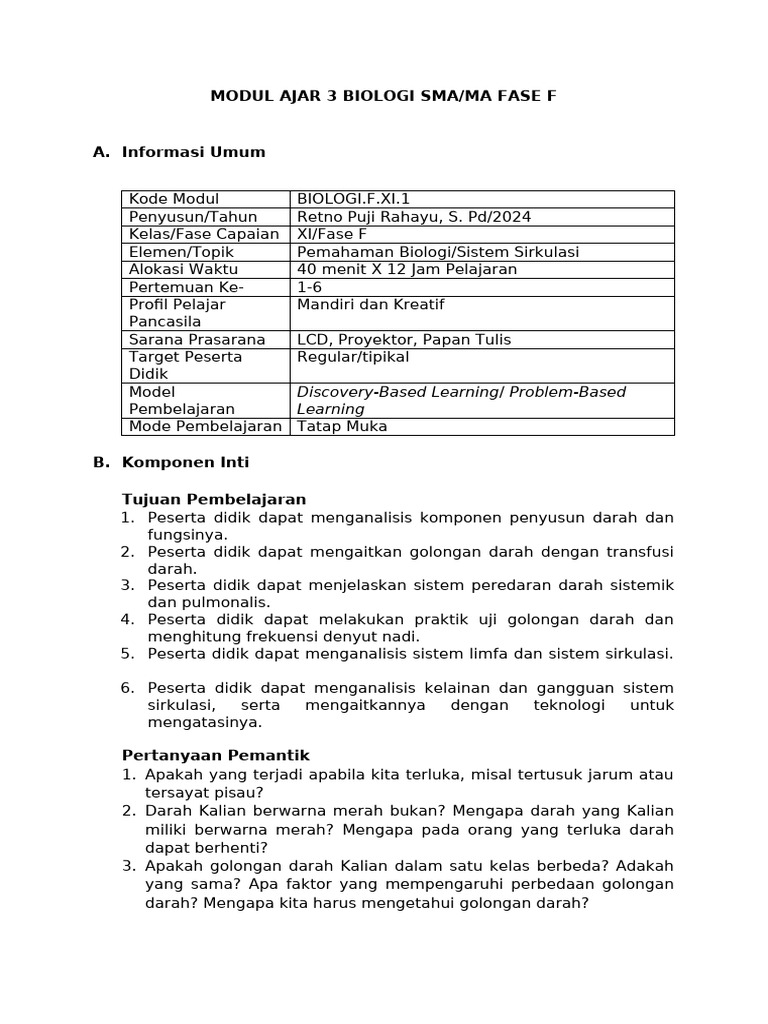 BIOLOGI SMA - MA KLS.11 - KM-MA (Modul Ajar) - Modul Ajar Biologi SMA ...