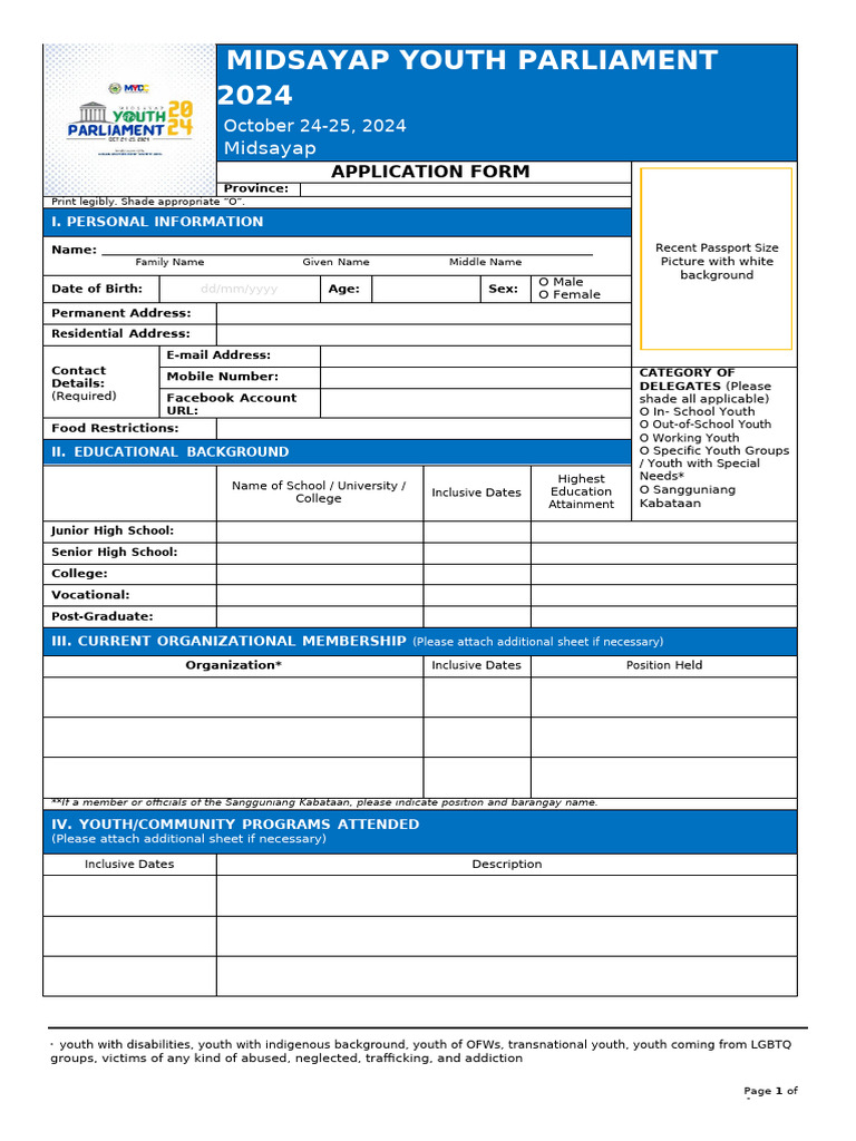 MYP 2024 Application Form | PDF | Justice | Crime & Violence